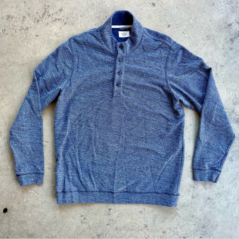 Marine Layer Quarter Button Sweater Large - Gem